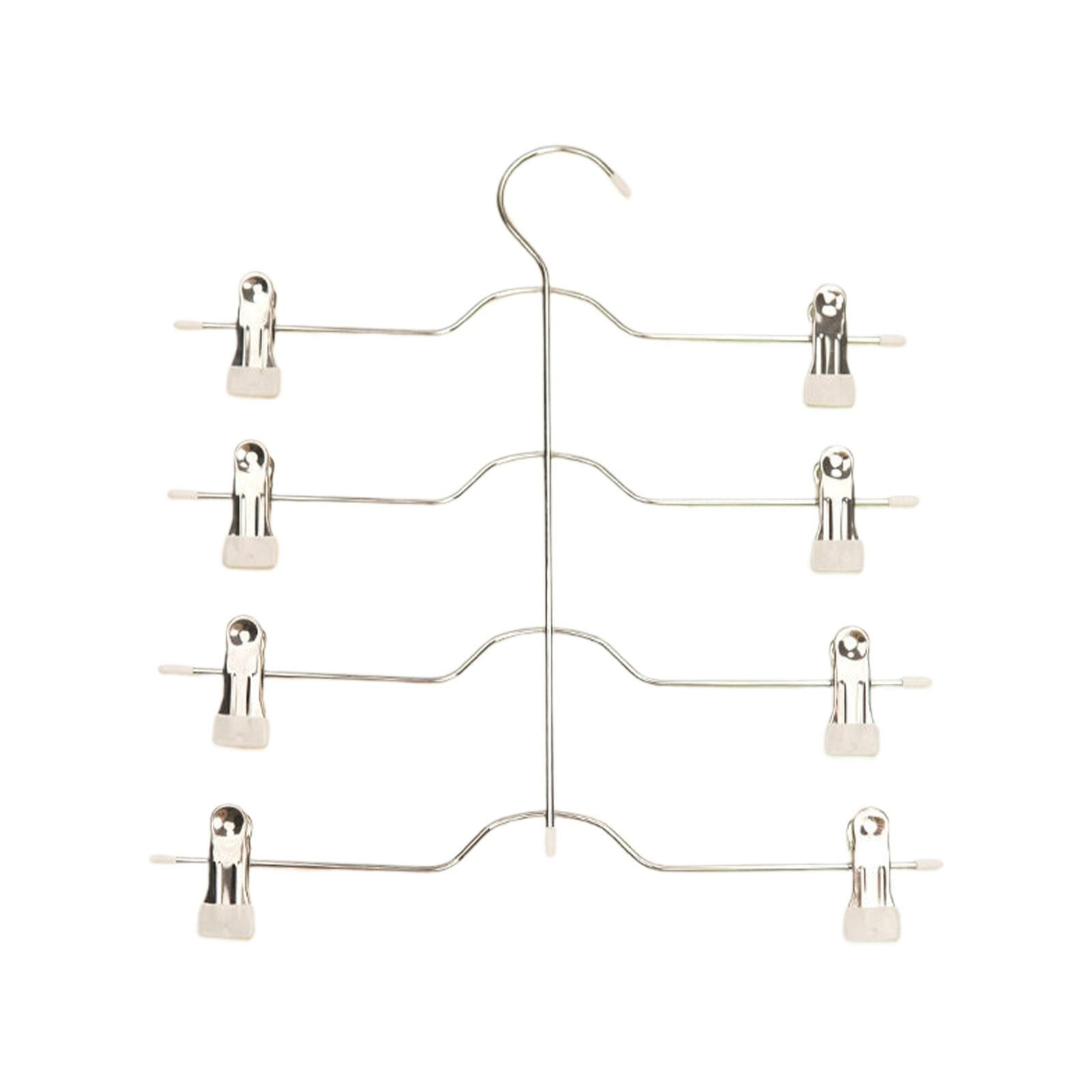 4 Tier Metal Skirt Hangers for Women, Pants Hanger Space Saving with ...