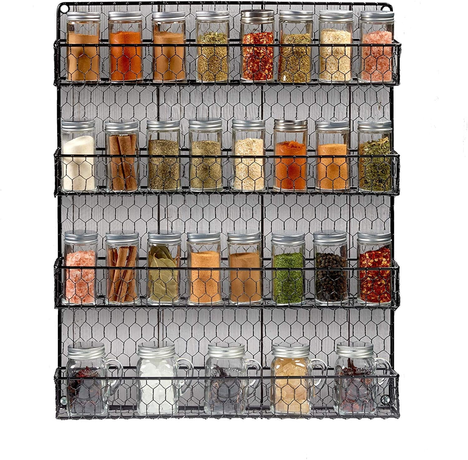 4 Tier Metal Spice Rack Wall Mount Kitchen Spices Organizer Pantry ...