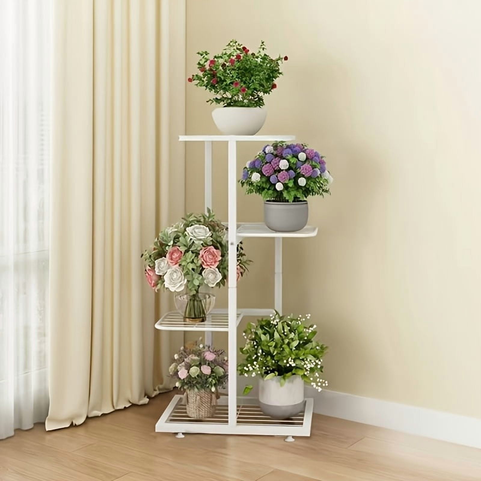 4-Tier Metal Stand - Modern Black Iron Display Shelf for 5 Pots ...