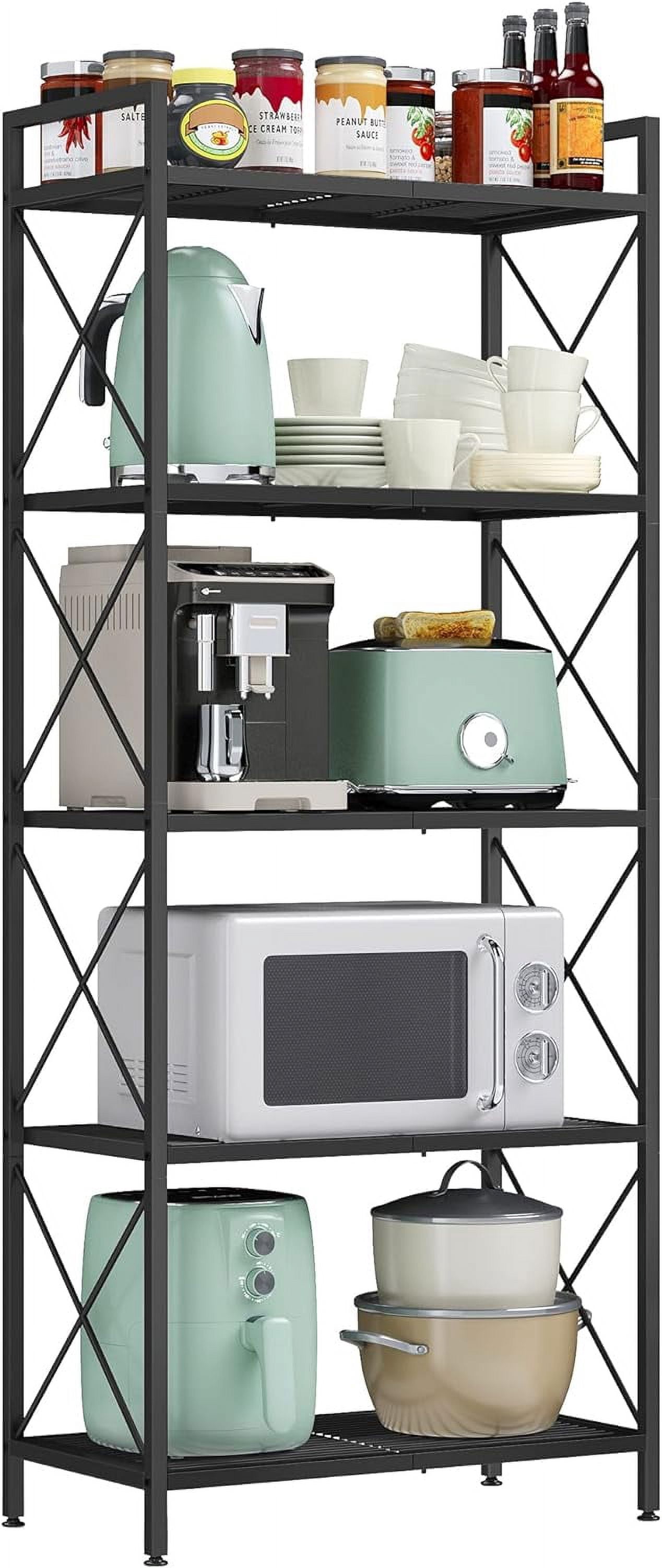 4-Tier Metal Storage Rack, Shelving Unit with X Side Frames, Dense Mesh ...