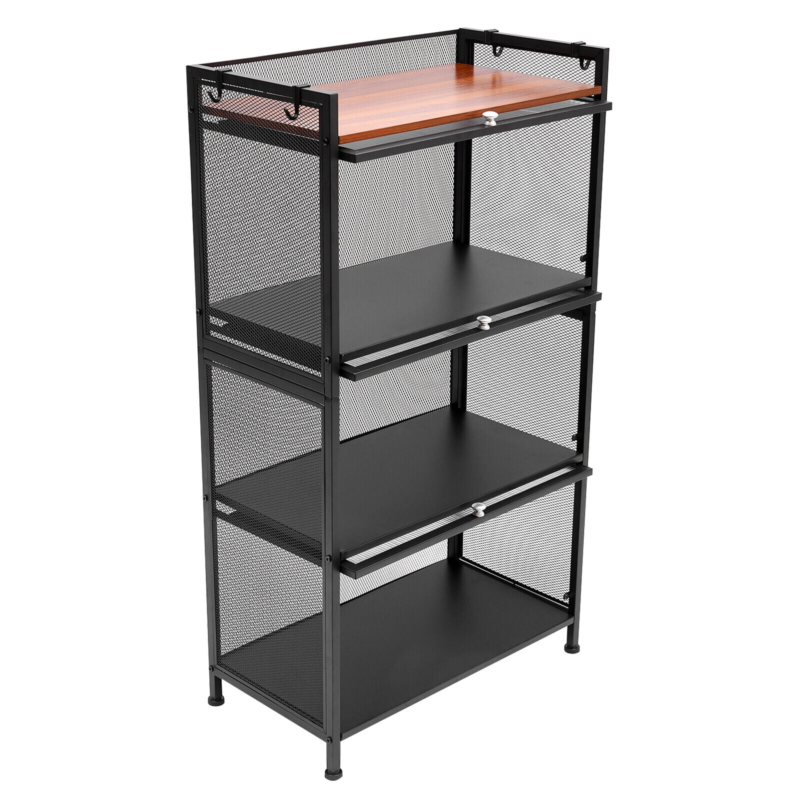 4-Tier Metal Storage Rack W/ Flip-Top Door, Storage Shelving ...