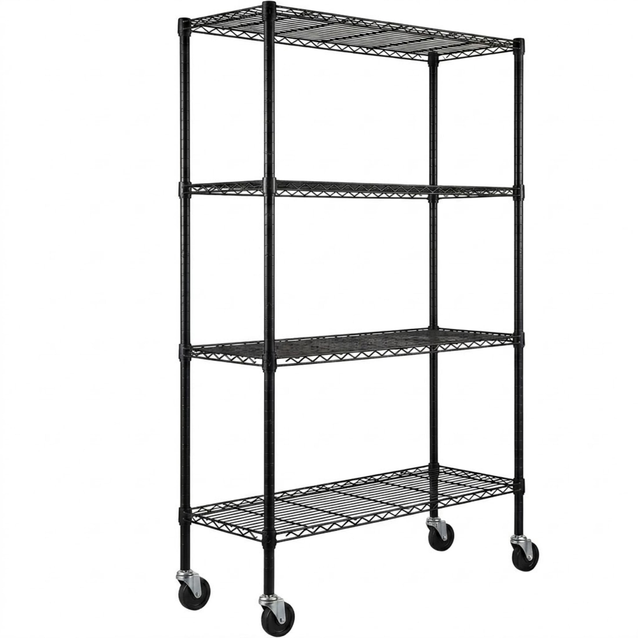 4-Tier Metal Storage Shelving Unit with Wheels, 700 lbs Capacity Heavy ...