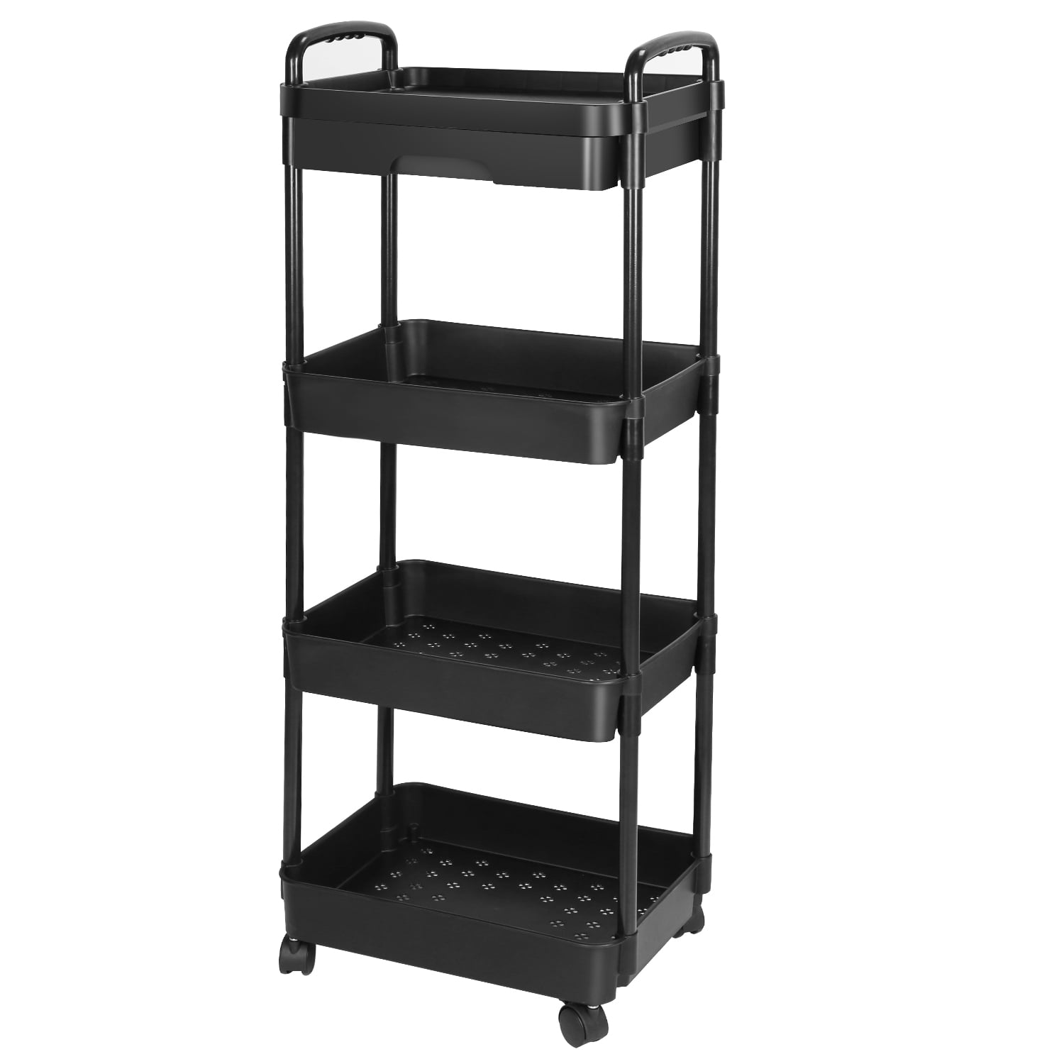 4 Tier Metal Utility Rolling Cart TeqHome Rustproof Storage Trolley ...