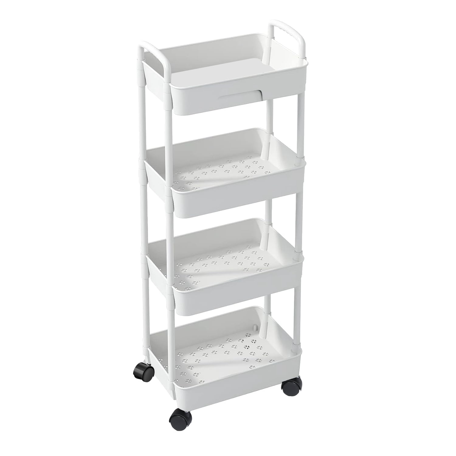 4 Tier Metal Utility Rolling Cart TeqHome Rustproof Storage Trolley ...