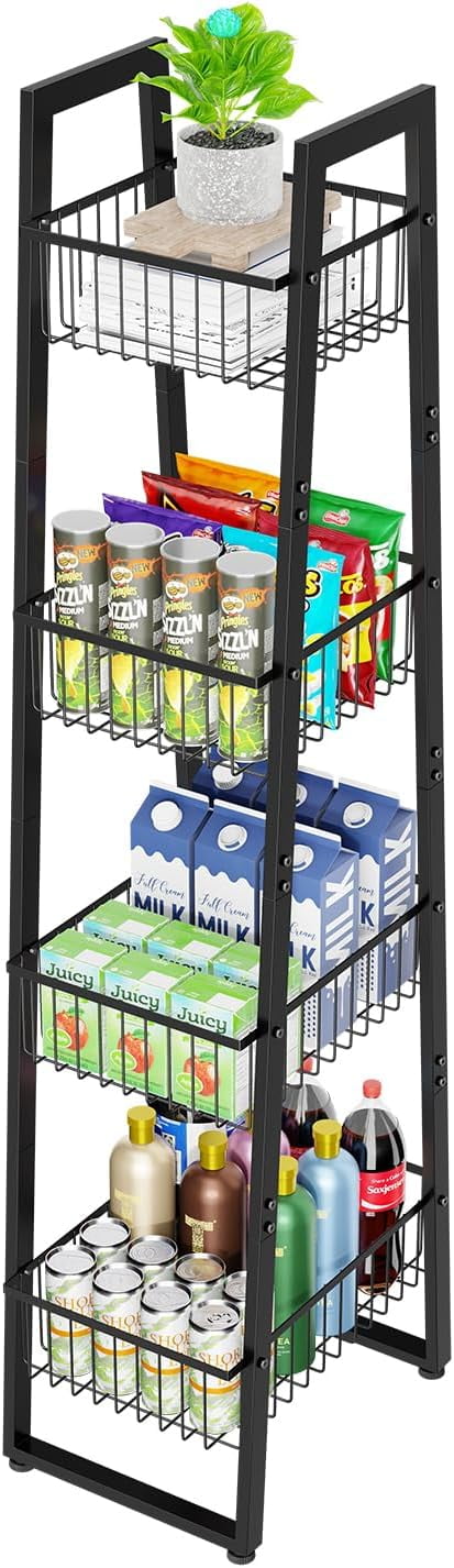4 Tier Metal Wire Fruit Basket Storage Stand for Vegetables, Snacks ...