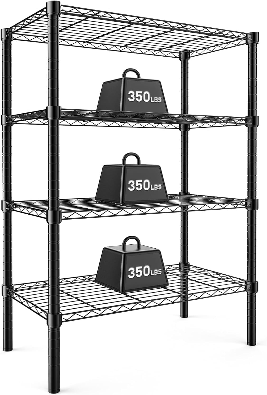 4 Tier Metal Wire Rack Shelf Heavy Duty Standing Shelves Adjustable ...