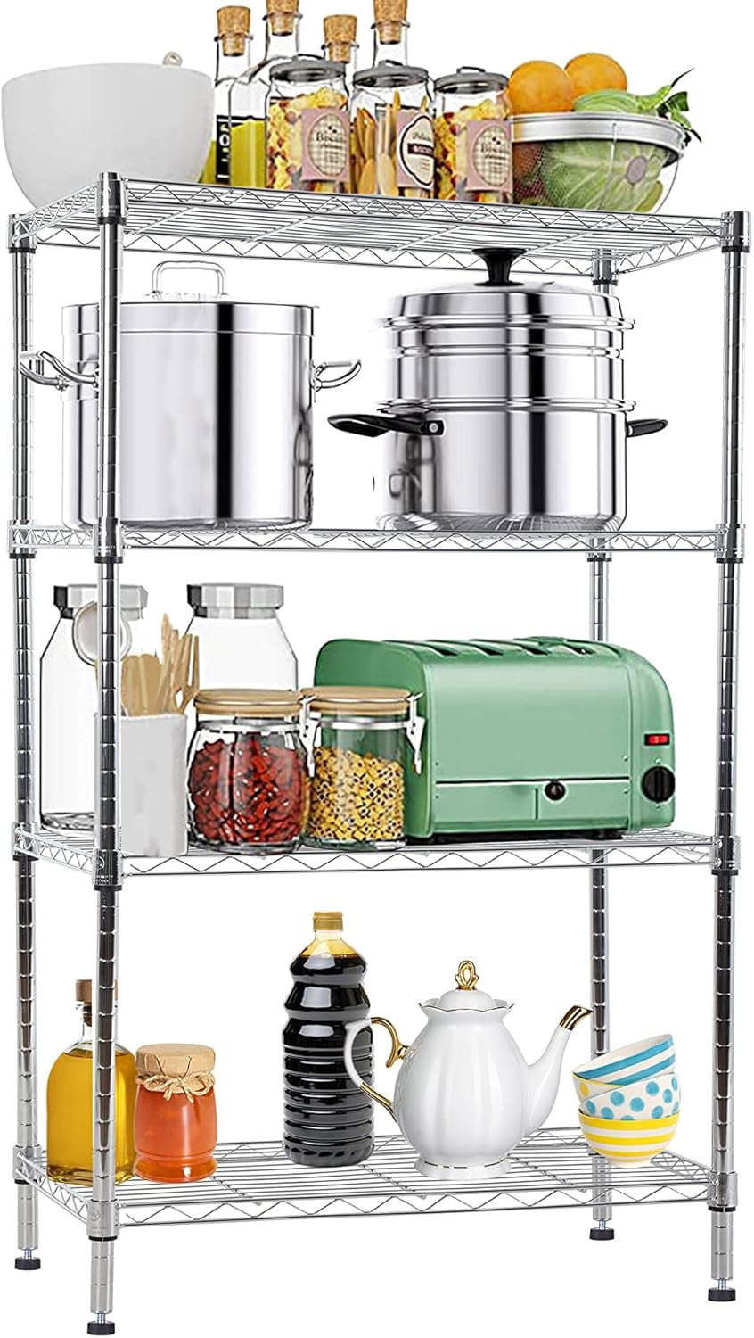 4-Tier Metal Wire Shelving Unit Kitchen Shelf Organizer Storage Rack ...