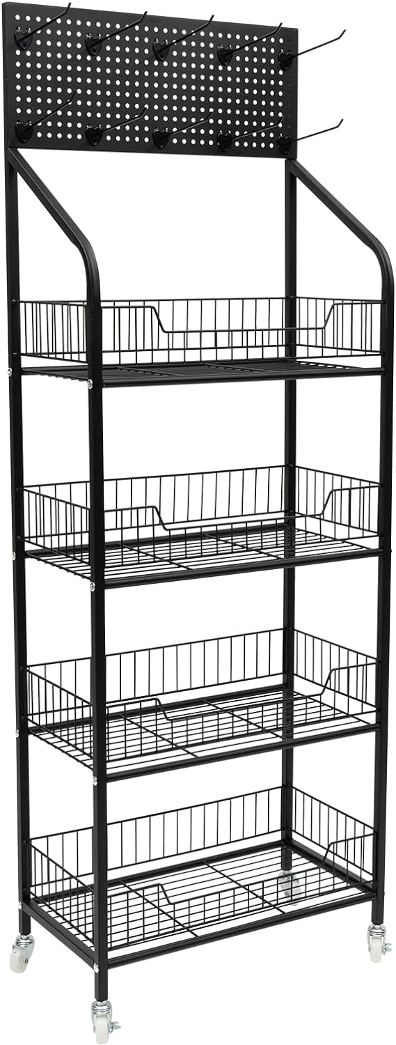 4-Tier Metal Wire Storage Shelf Display Rack Retail Display Rack Stand ...