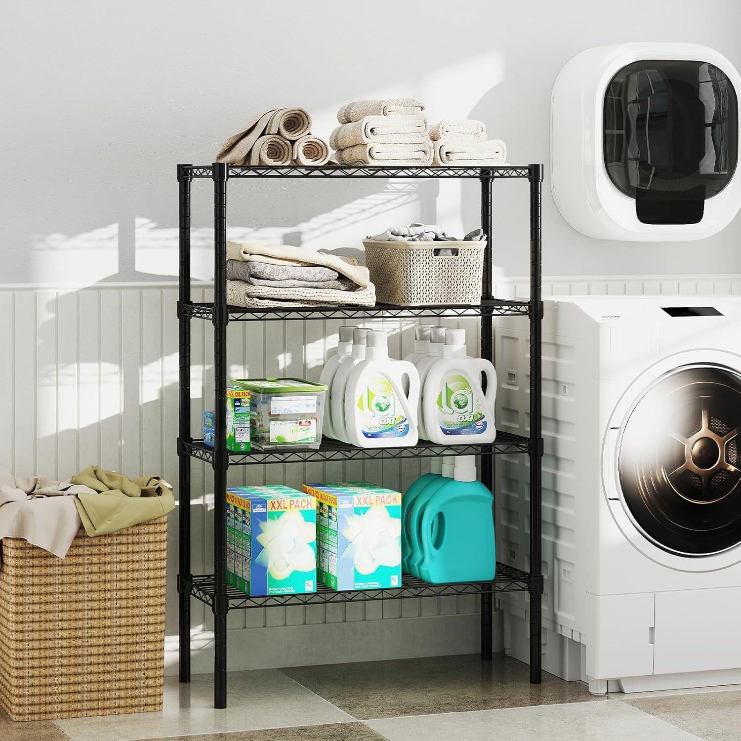 4 Tier Metal Wire Storage Shelves, Adjustable Heavy Duty Organizer for ...