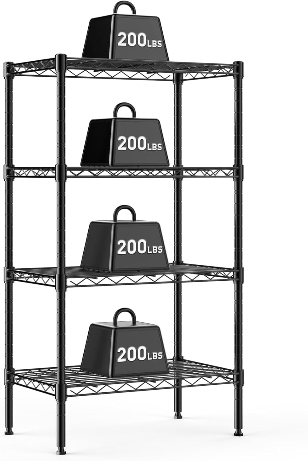 4-Tier Metal Wire Storage Shelves, Adjustable Standing Storage Rack ...