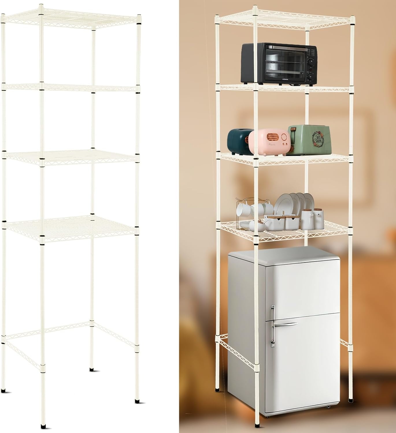 4 Tier Mini Fridge Stand with Storage for Dorm Microwave Stand Over ...