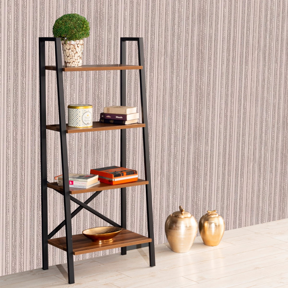 4 Tier Modern Ladder Bookshelf Organizers Modern Bookcase Office Shelf ...