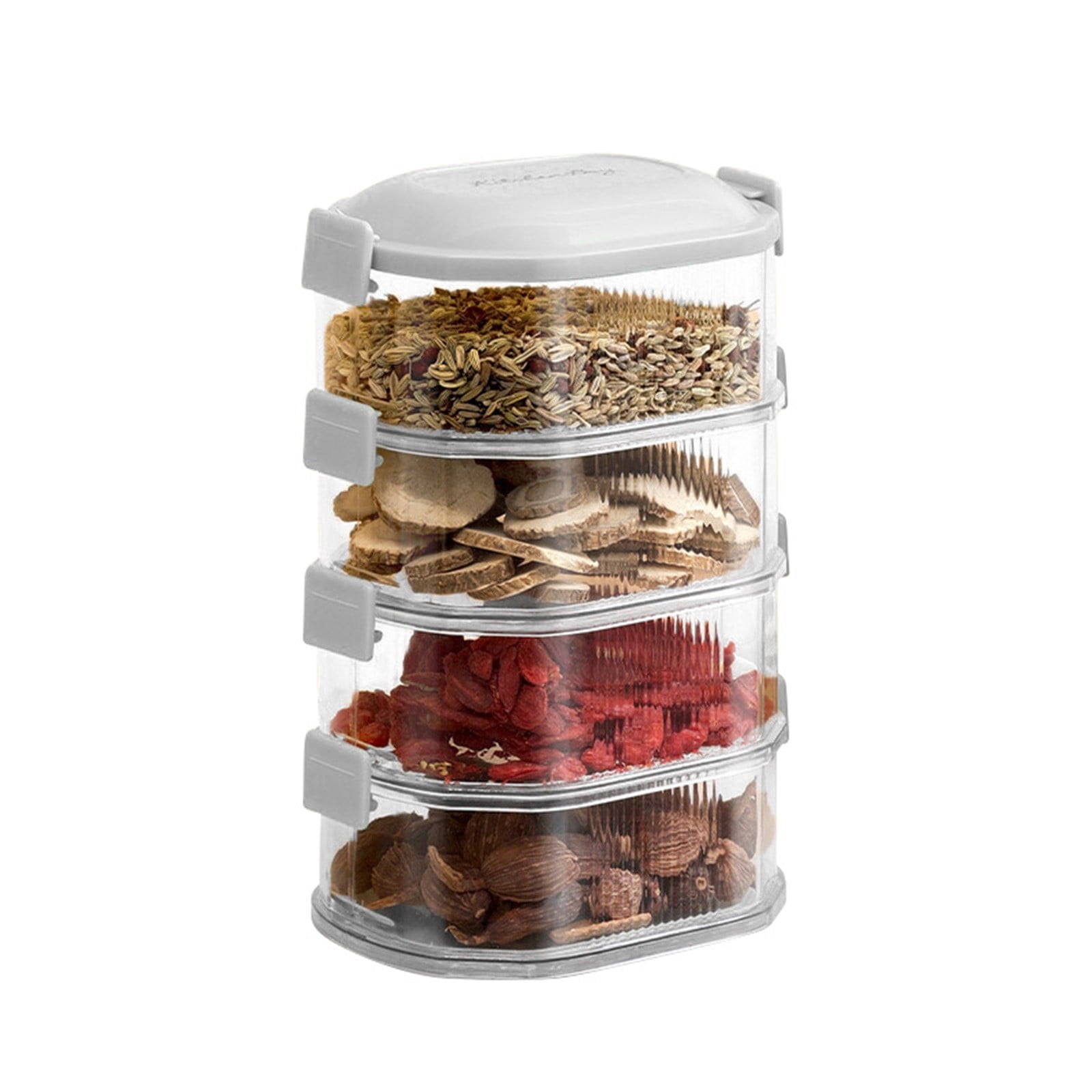 4-Tier Modular Spice Organizer Set - Stackable Airtight Condiment Jars ...