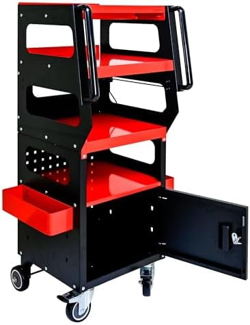 4 Tier Multi-Purpose Portable Tool Trolley Diagnostic Cart with 360 ...