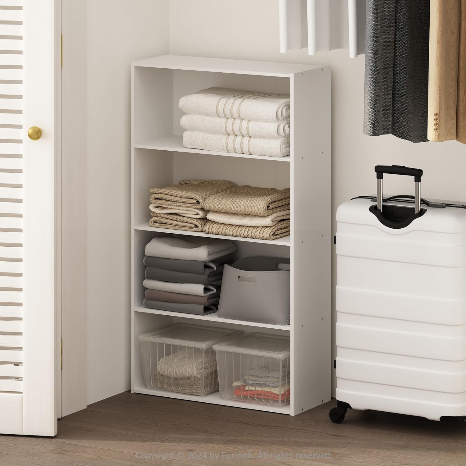 4-Tier Multipurpose Open Shelf Clothing & Closet Storage Organization ...