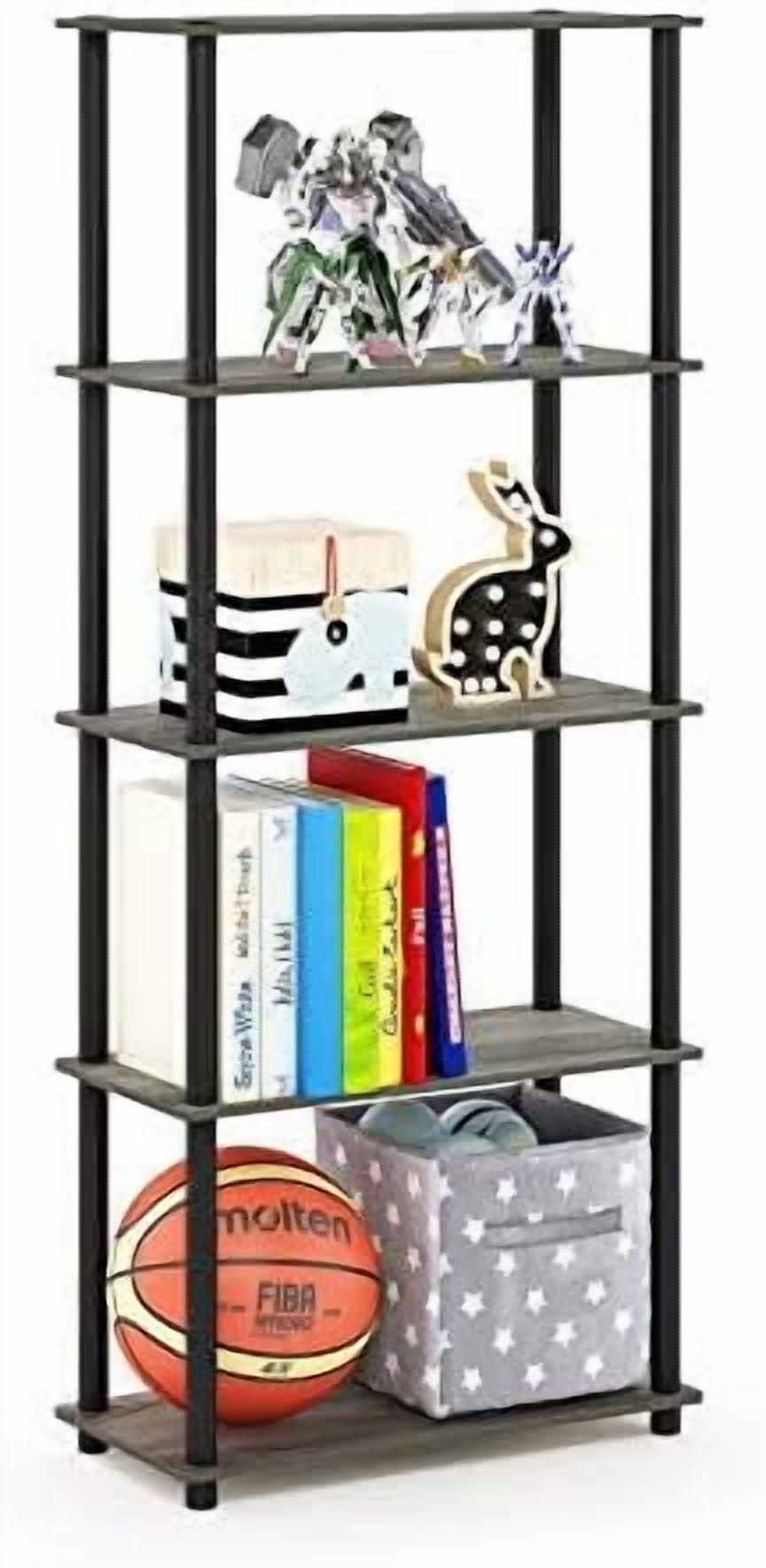 4-Tier Multipurpose Shelf Display Rack - French Oak Grey/Black ...