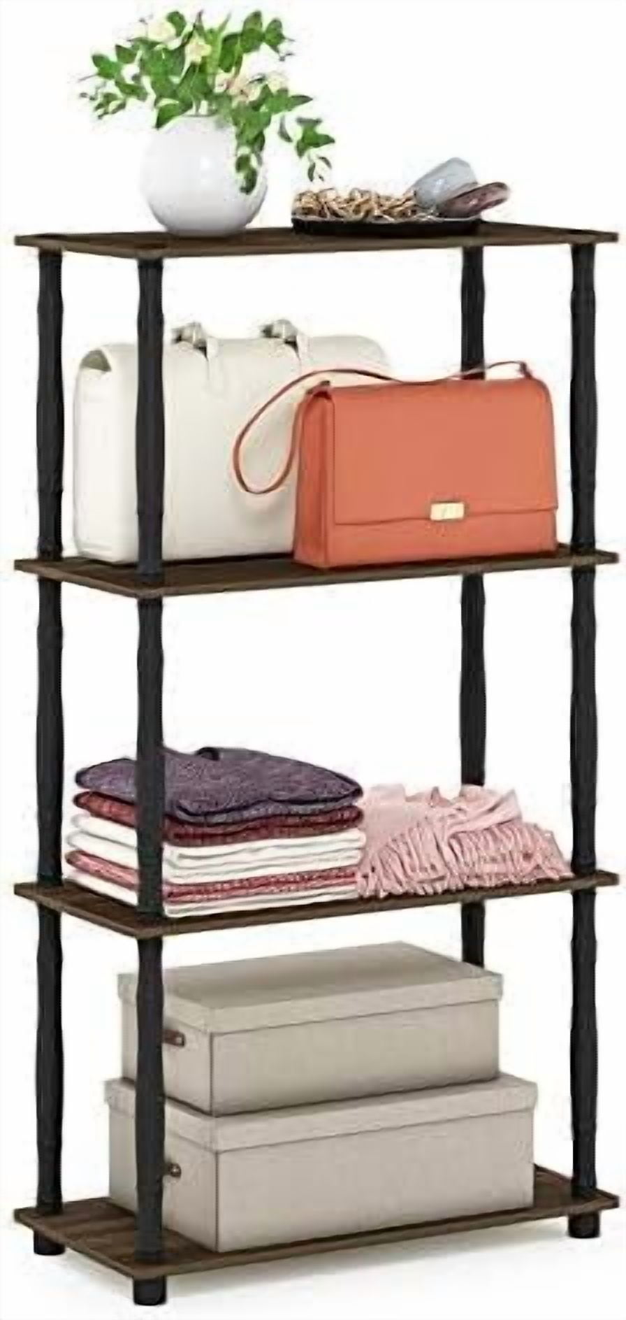 4-Tier Multipurpose Shelf Display Rack - French Oak Grey/Black ...