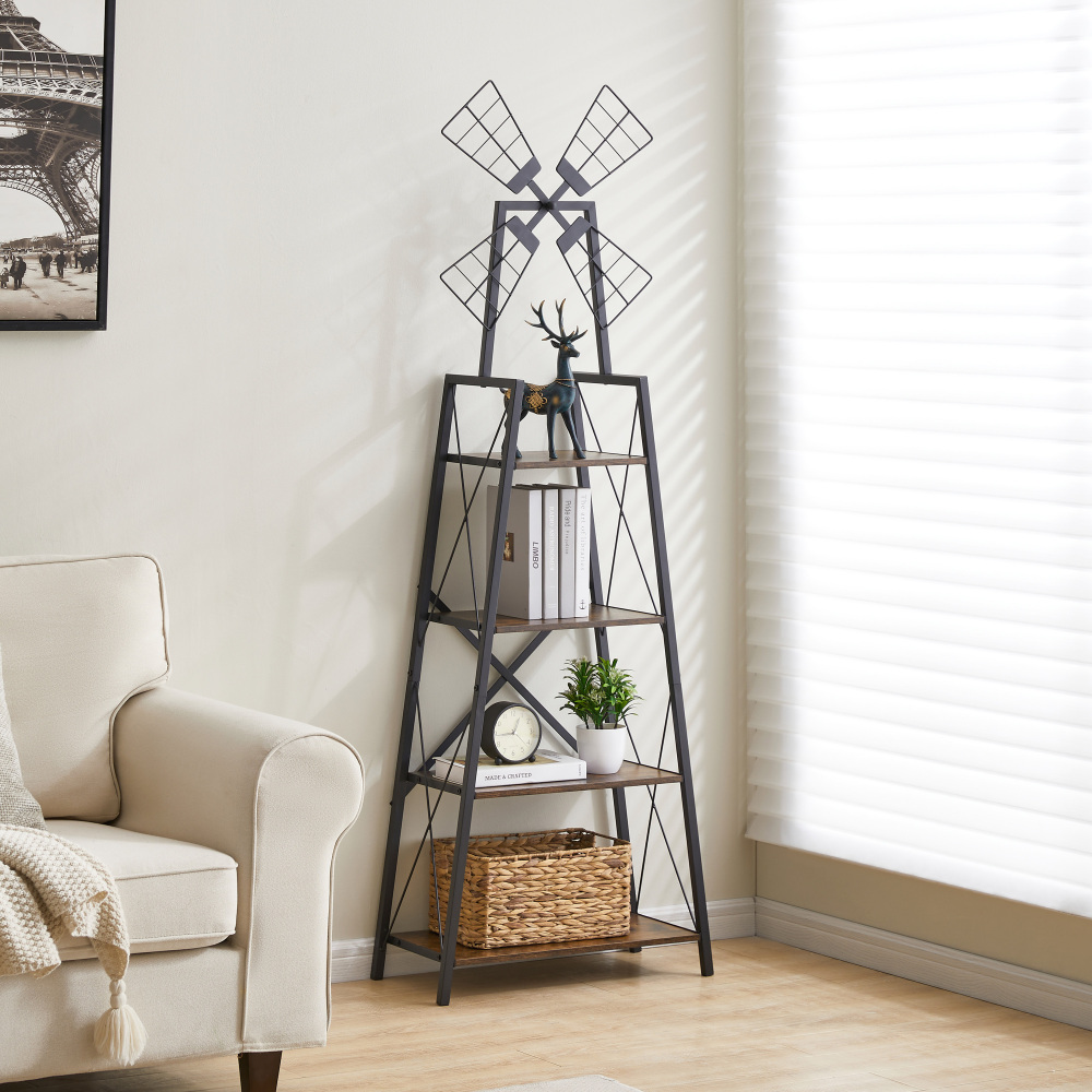 4-Tier Narrow Book Shelf, Bookcase for Home Office, Living Room ...