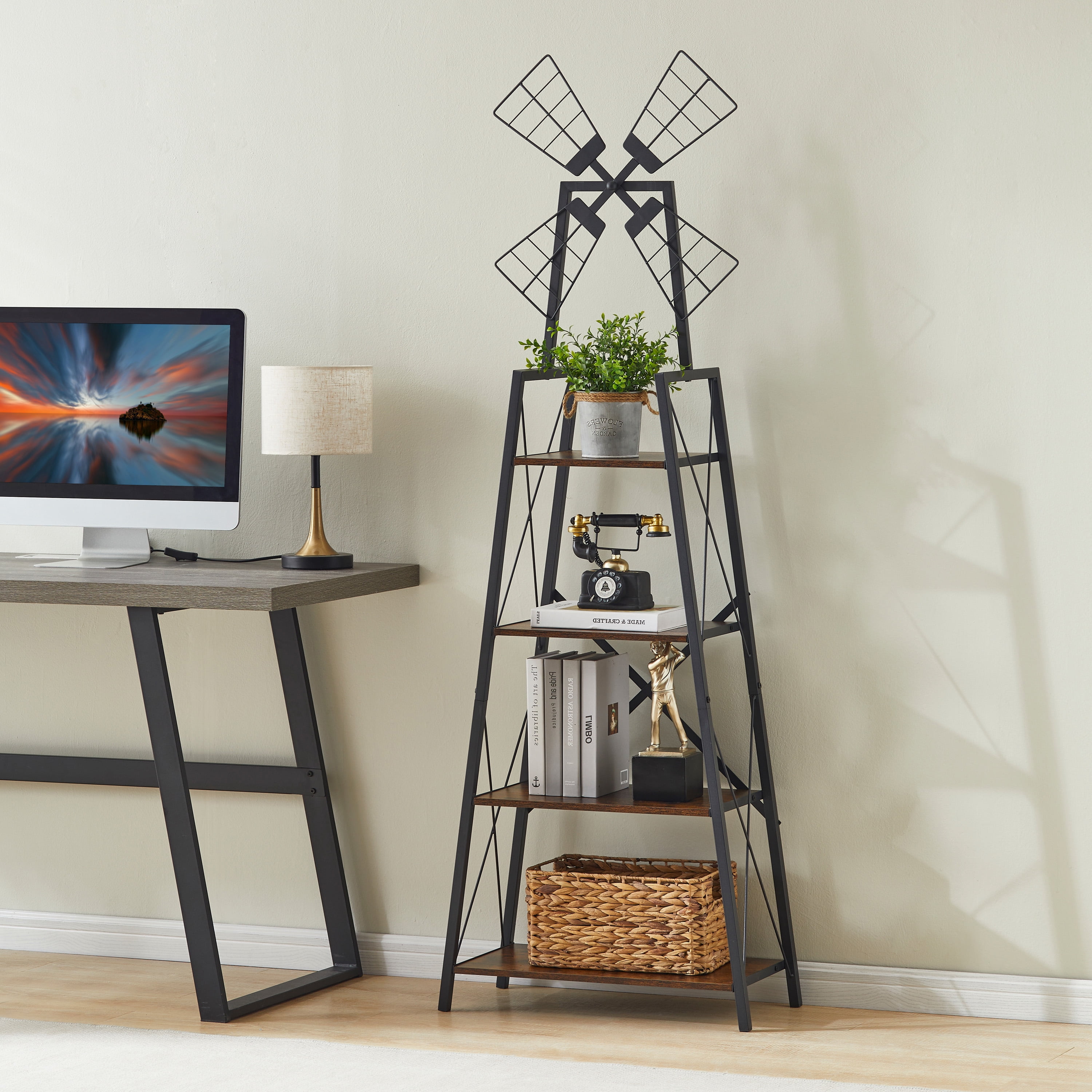4-Tier Narrow Book Shelf, Bookcase for Home Office, Living Room ...