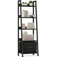 4 Tier Narrow Ladder Shelf Ladder Bookshelf with Drawer Industrial ...