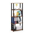 4-Tier Open Shelf Unit, Light Cherry Wood Top & Black Metal Frame, Tool ...