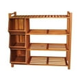 4 Tier Outdoor Shoe Rack and Cubby - Wooden Storage Shelf Stand ...