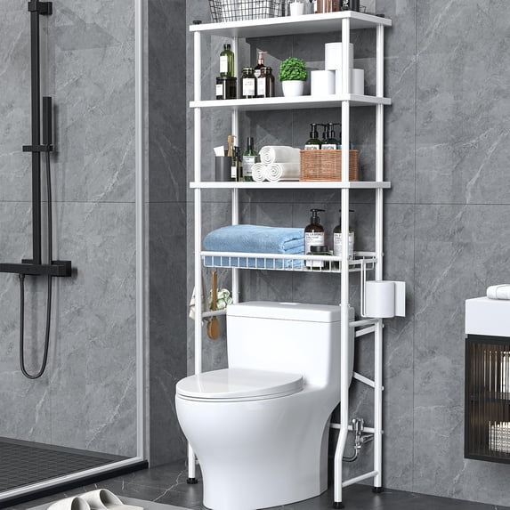 4-Tier Over-The-Toilet Storage Rack, Bathroom Organizer Shelf Over ...