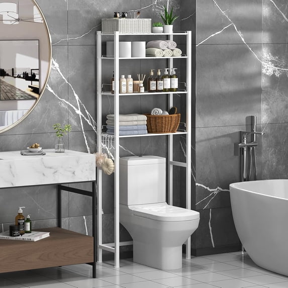 4 Tier Over The Toilet Storage Rack, Bathroom Organizer Shelves Cabinet ...