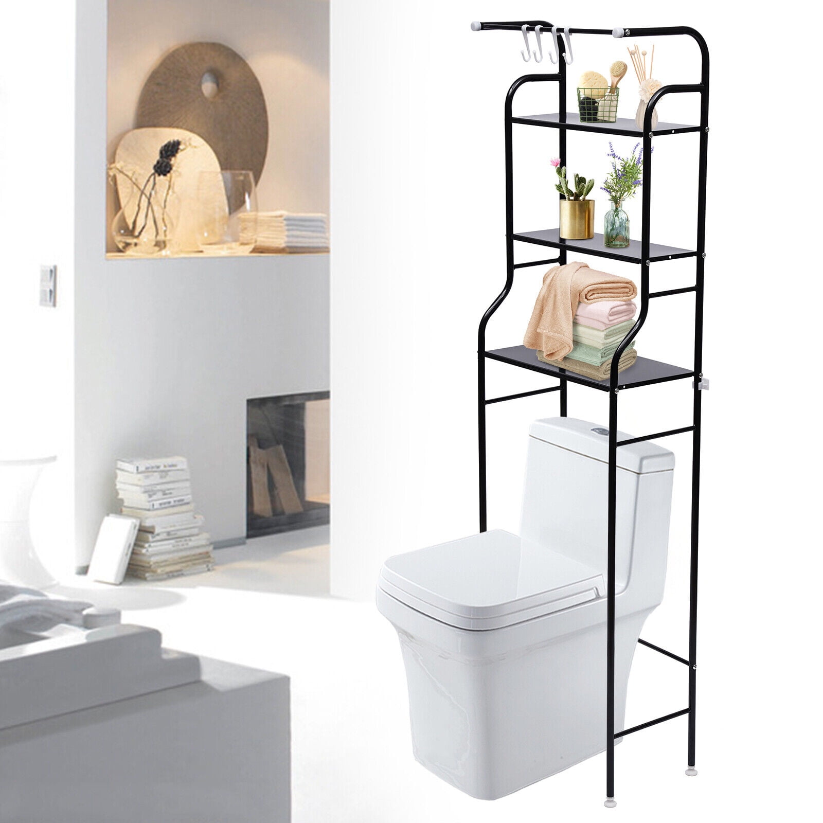 4-Tier Over The Toilet Storage Rack, Freestanding Bathroom Over Toilet ...