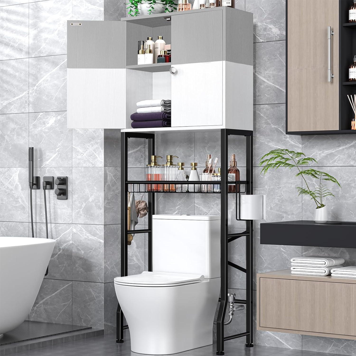 4-Tier Over Toilet Storage Bathroom Organizer Durable Material Space ...