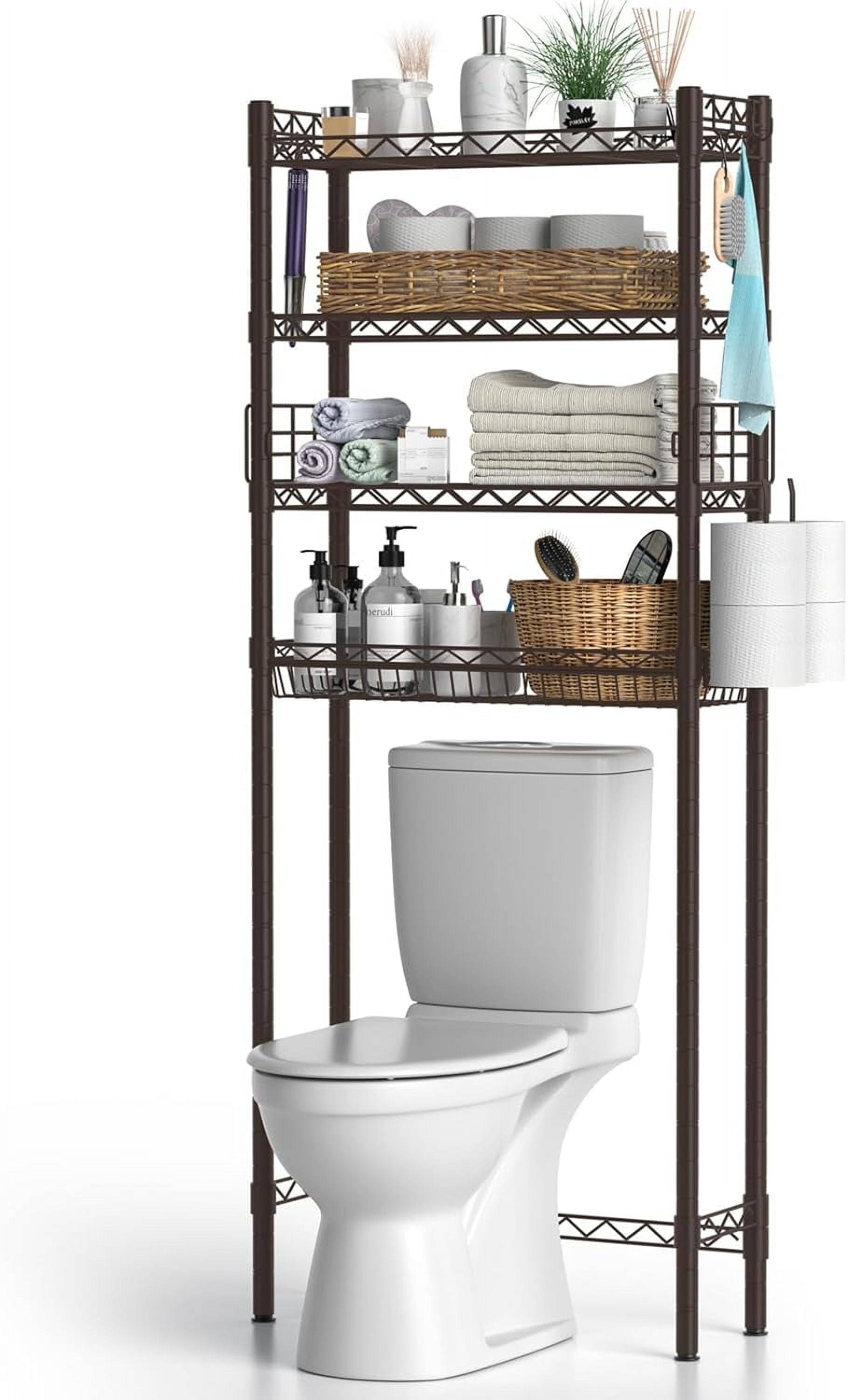 4-Tier Over Toilet Storage Shelf, Bathroom Organizer With Adjustable ...