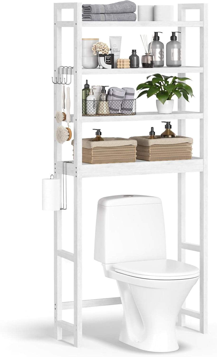 4-Tier Over-the-Toilet Bathroom Storage Organizer with Adjustable ...