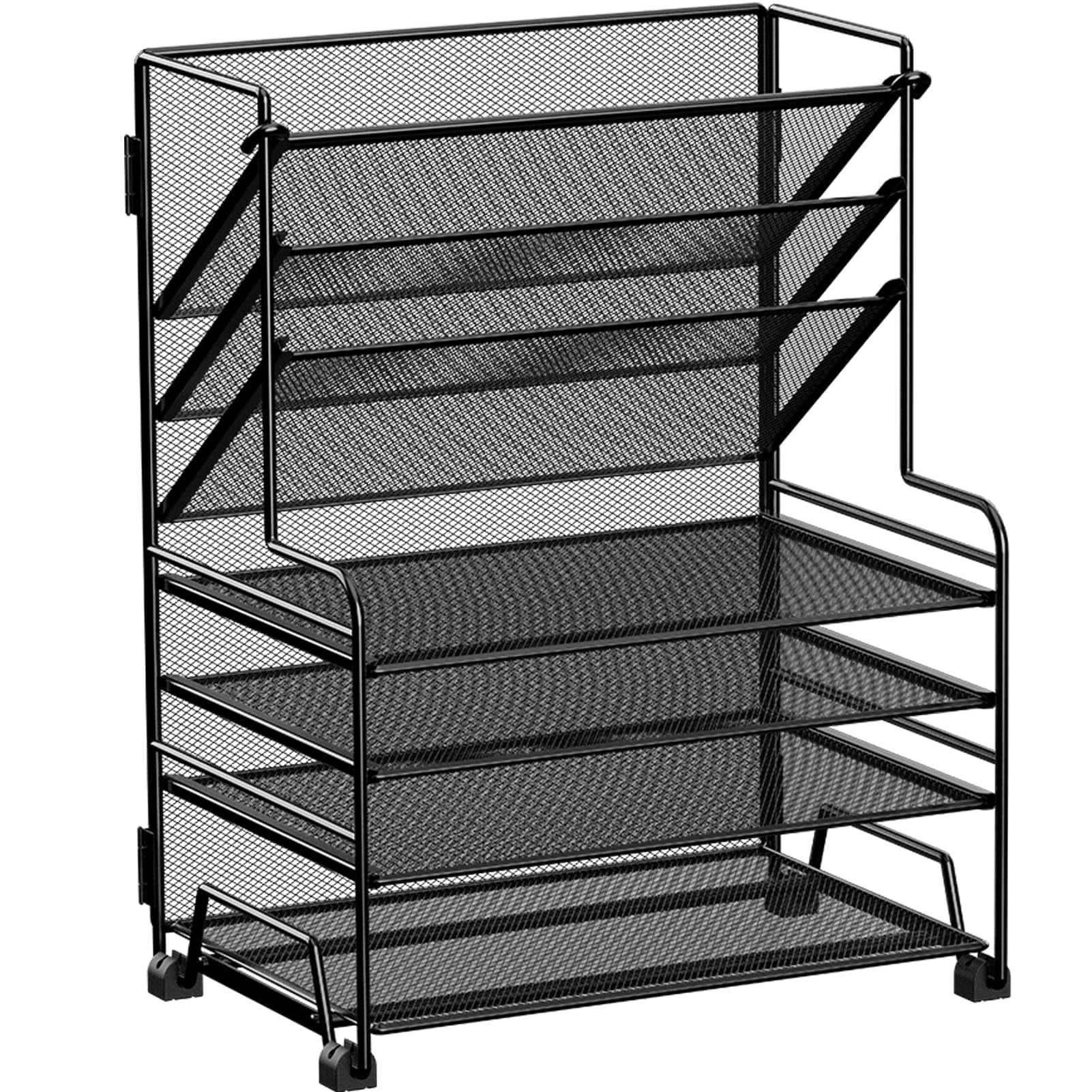 4-Tier Paper Organizer + 3-Pocket File Holder + Drawer + Pen Holders ...