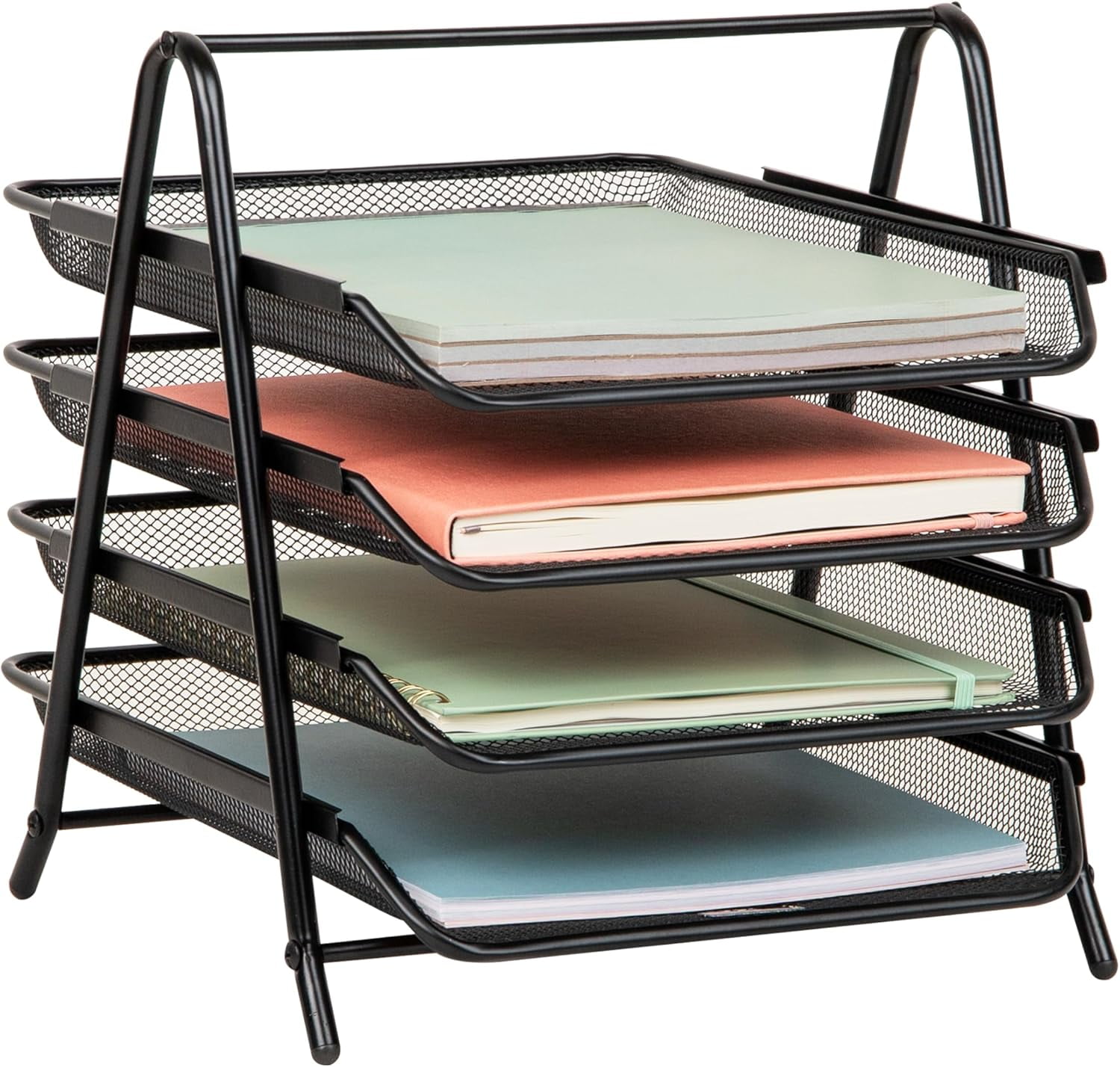 4-Tier Paper Tray, Desktop Organizer, File Storage, Workspace, Office ...