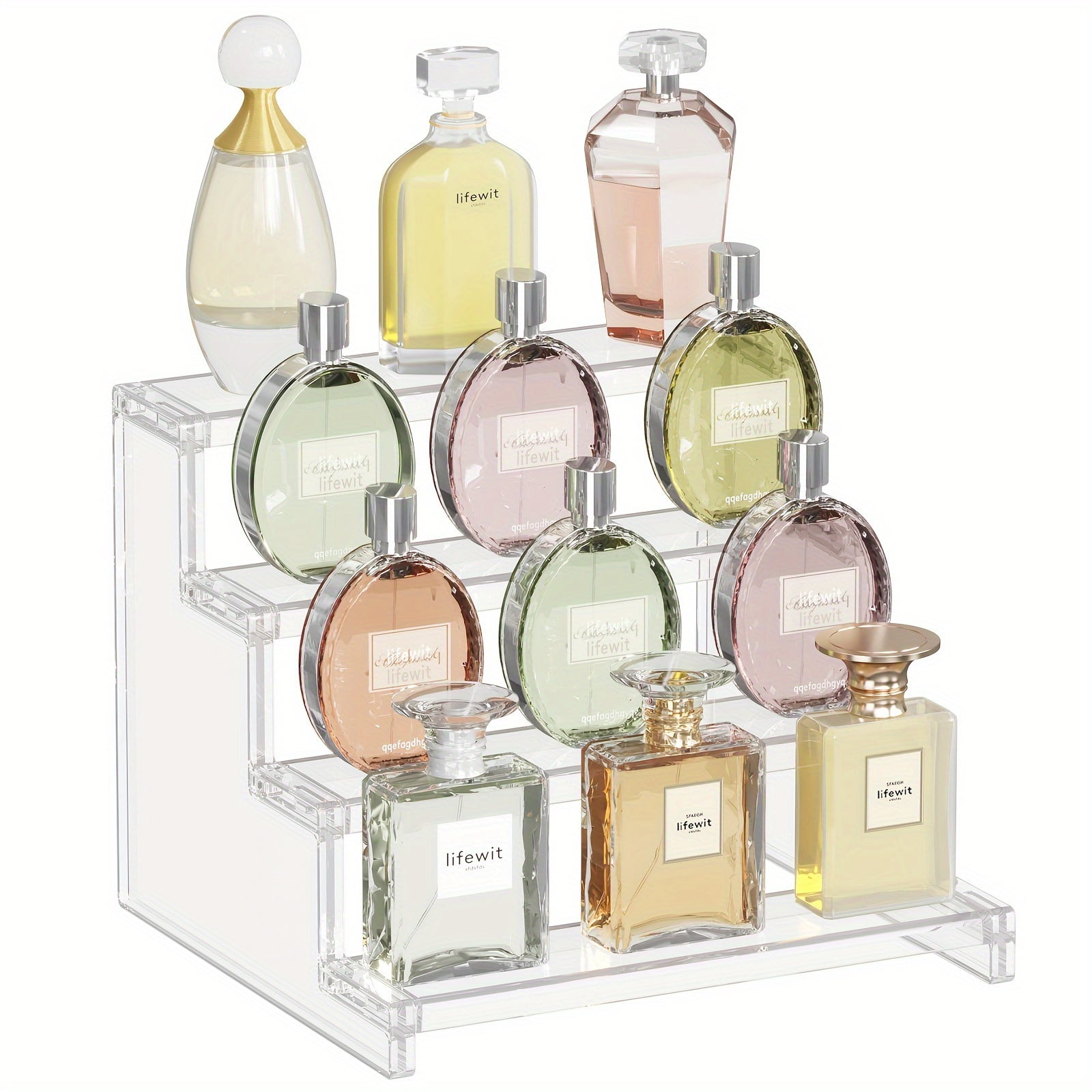 4-Tier Perfume Display Stand (9 inch), Black Cologne Organizer Rack for ...