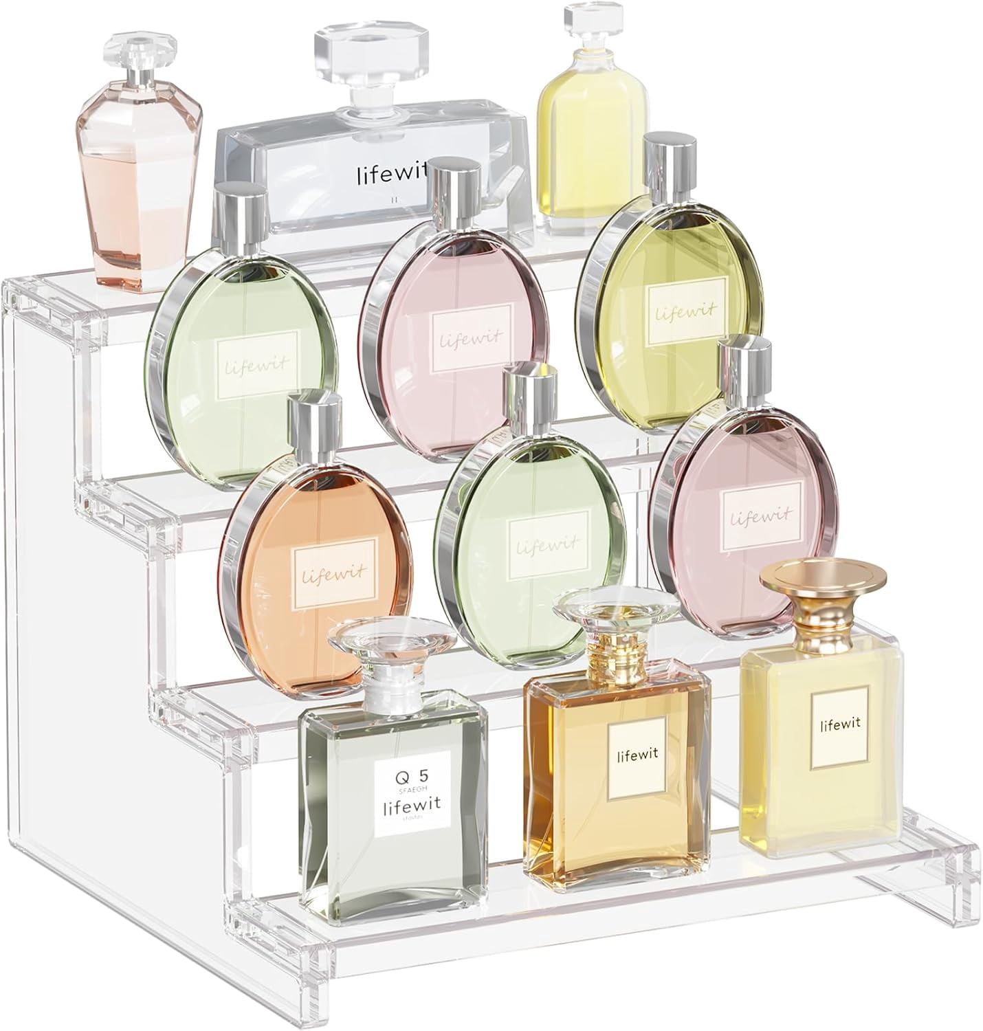 4 Tier Perfume Organizer, Plastic Cologne Stand, Tool-Free Assembly ...