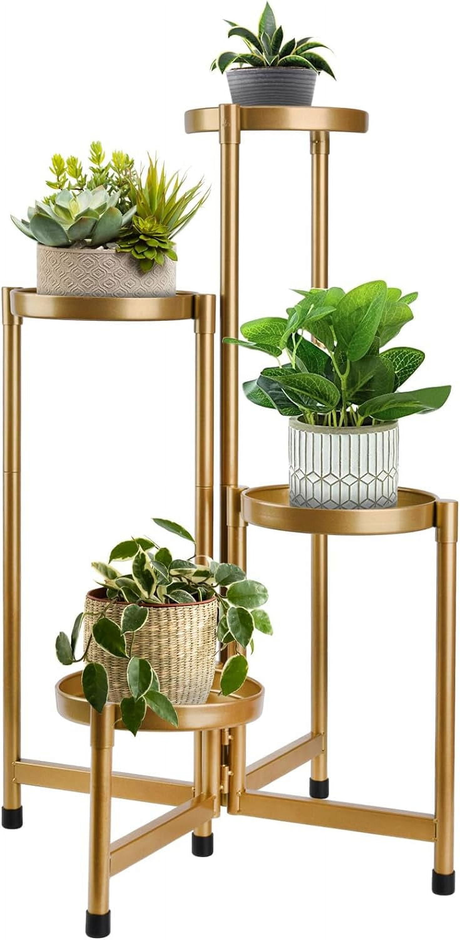 4 Tier Plant Stand Indoor Outdoor, 31 Inch Tall Metal Plant Shelf ...
