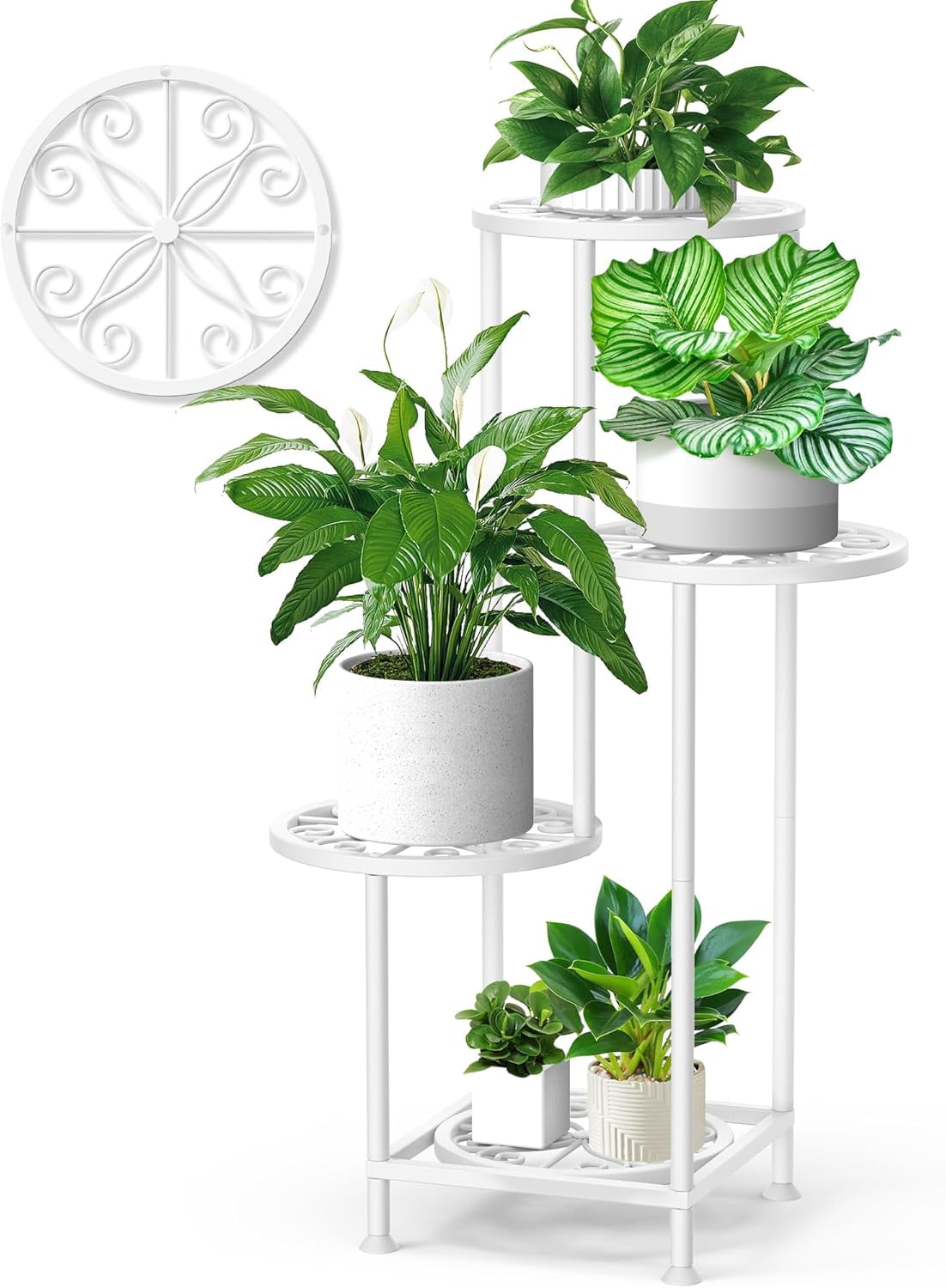 4 Tier Plant Stand Indoor Outdoor, Metal Flower Shelf Display Holder ...