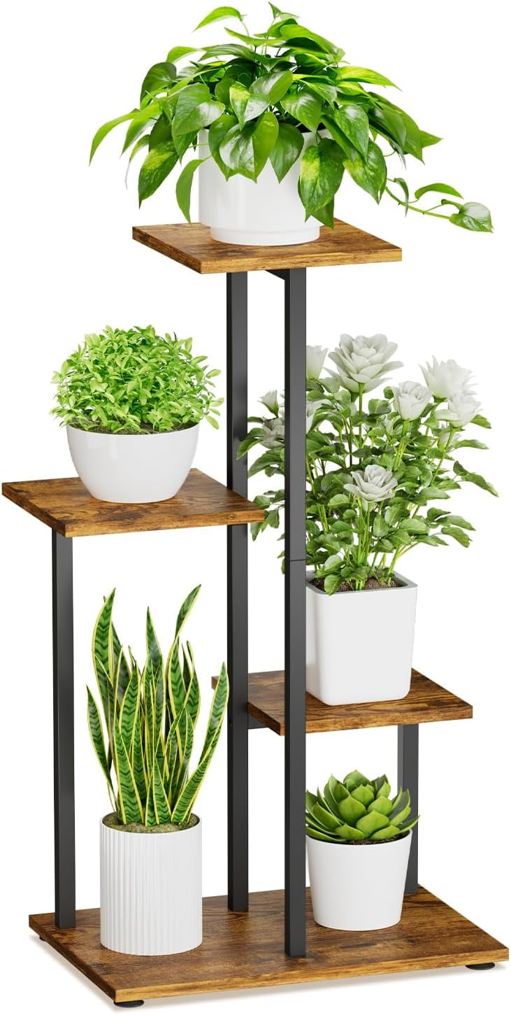 4 Tier Plant Stand Indoor, Tiered Corner Flower Holder Shelf Outdoor ...