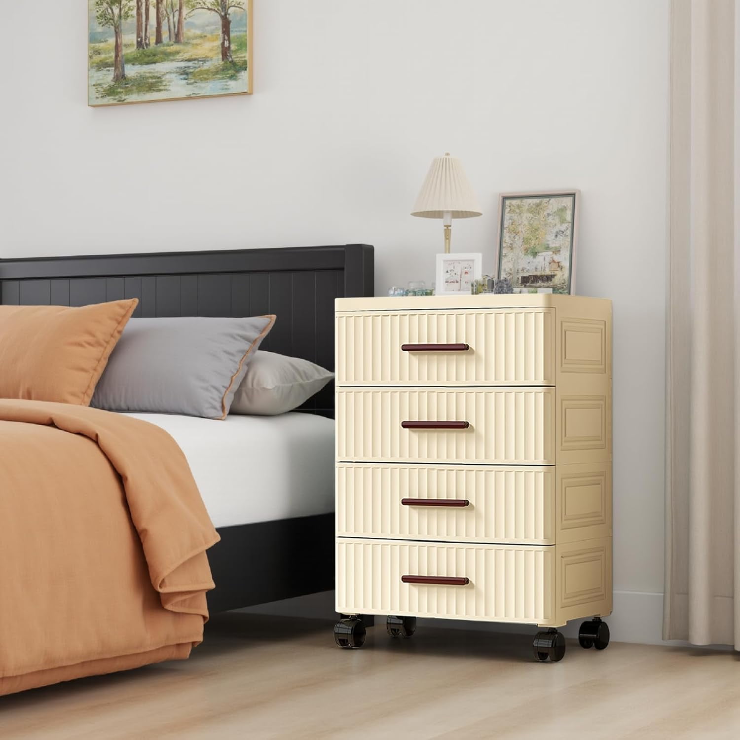 4-Tier Plastic Chest of Drawers with 4 Swivel Wheels – Portable, Sturdy ...