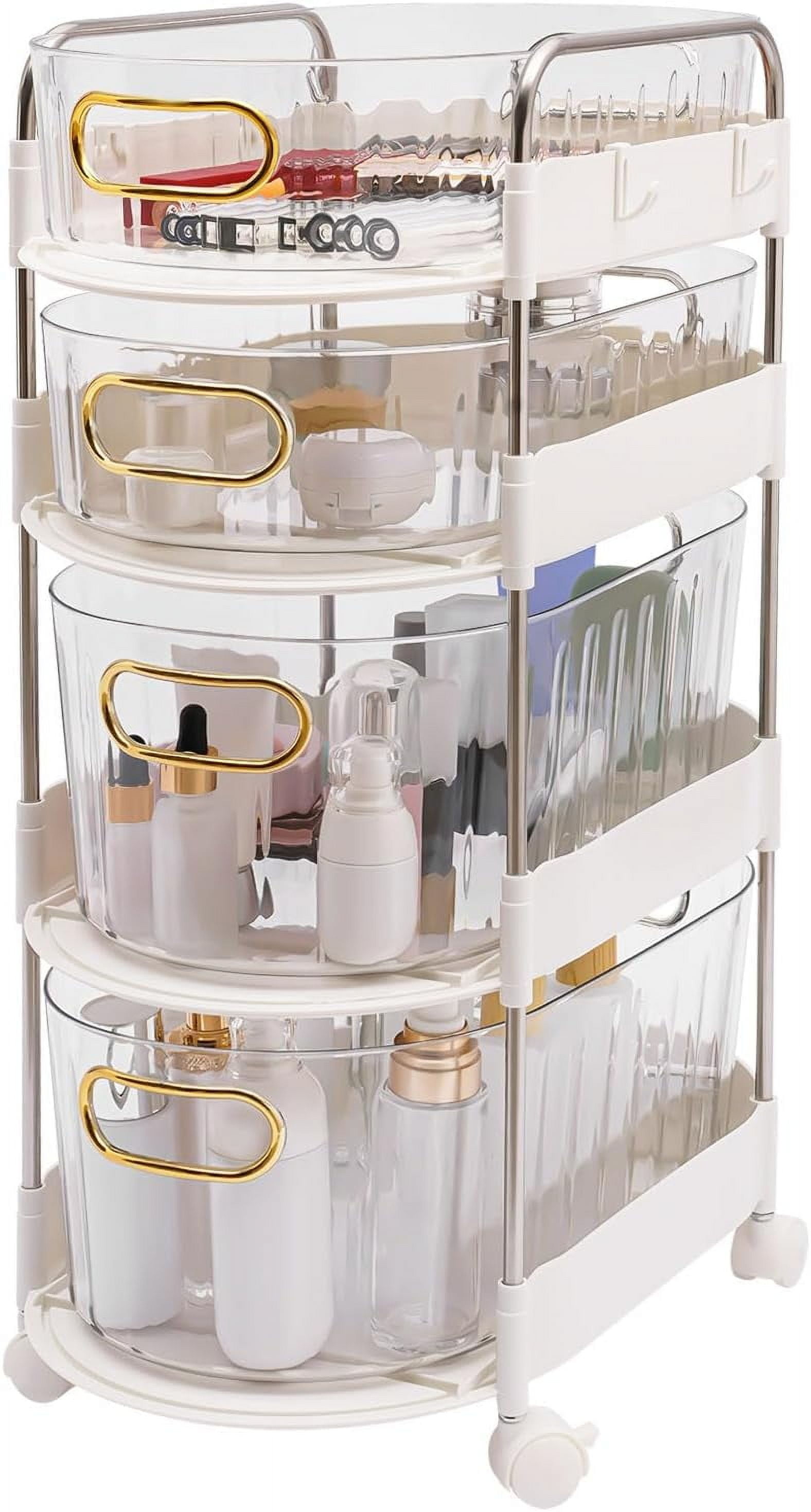 4-Tier Plastic Drawer Organizer,Plastic Rolling Cart with Wheels,Home ...