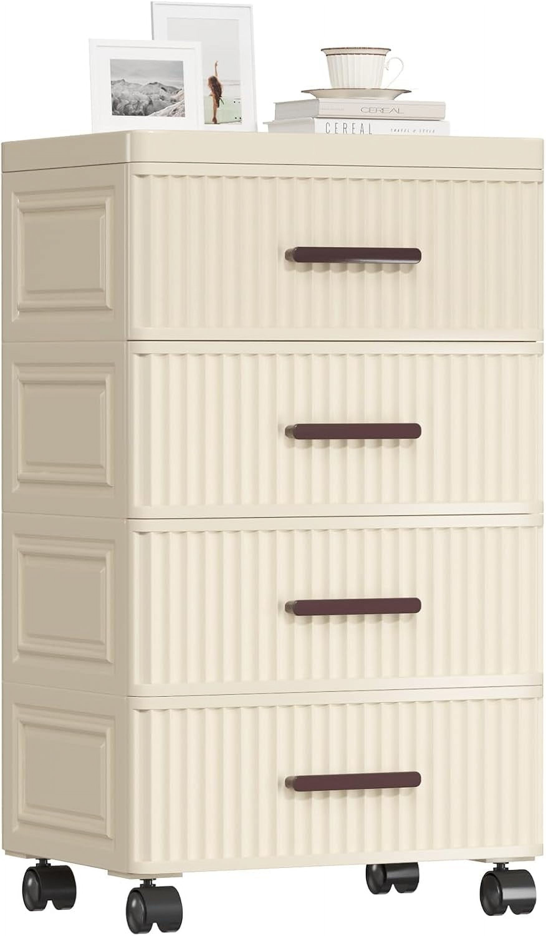 4 Tier Plastic Drawer Storage, Fluted Storage Drawers, Plastic Small ...