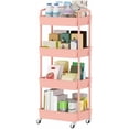 4-Tier Plastic Rolling Utility Cart with Handle, Multi-Functional ...
