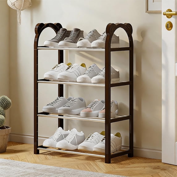 4 Tier Plastic Shoe Rack, 22.05x16.54 Inch Shoe Storage Organizer for ...