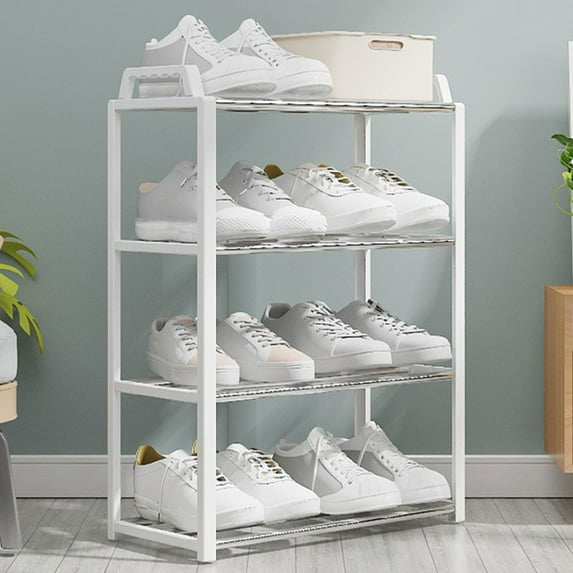 4-Tier Plastic Shoe Rack Organizer for Bedroom Closet Entryway Storage ...