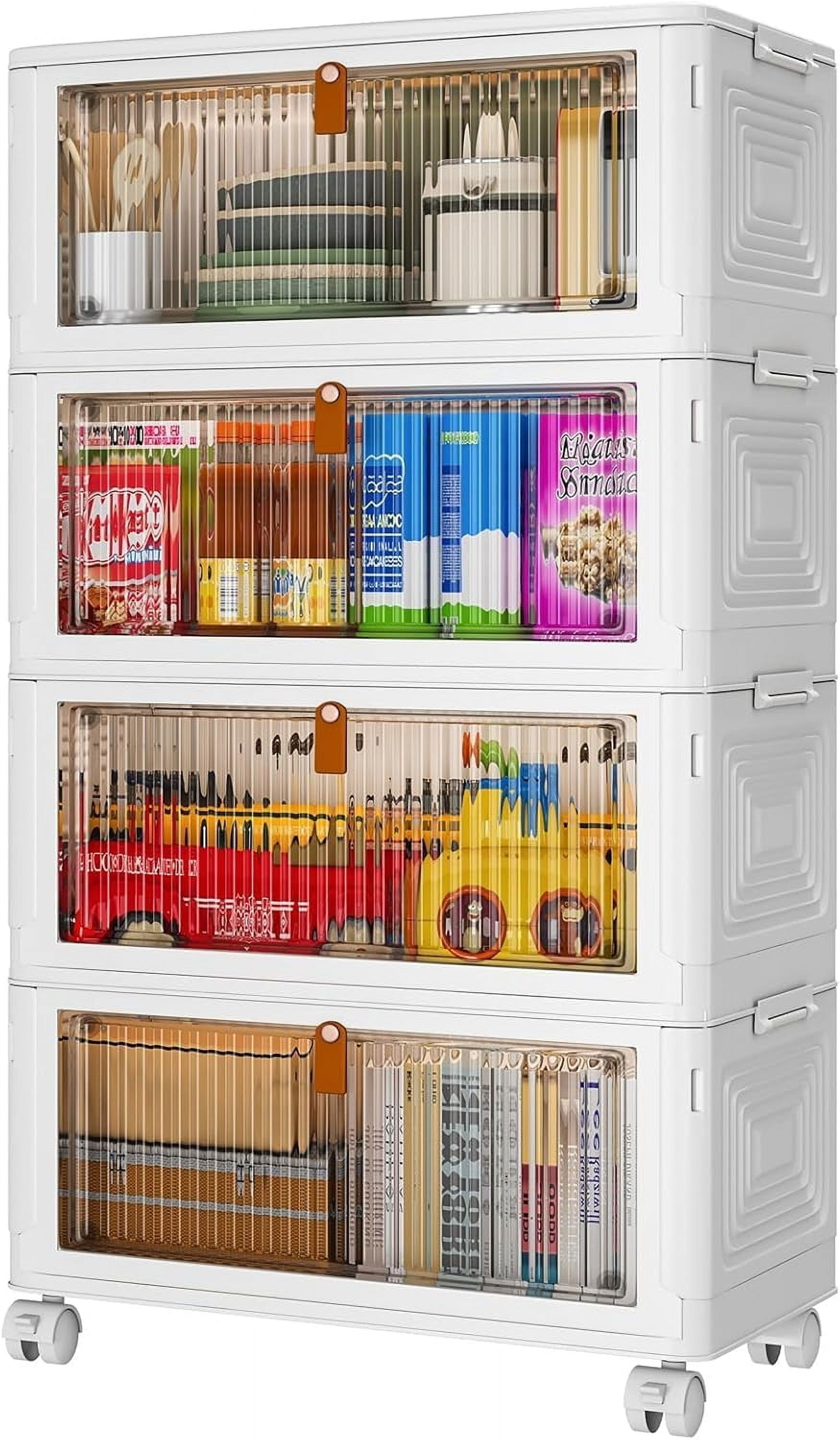 4 Tier Plastic Stackable Bins with Lids 36QT, Stackable Containers with ...