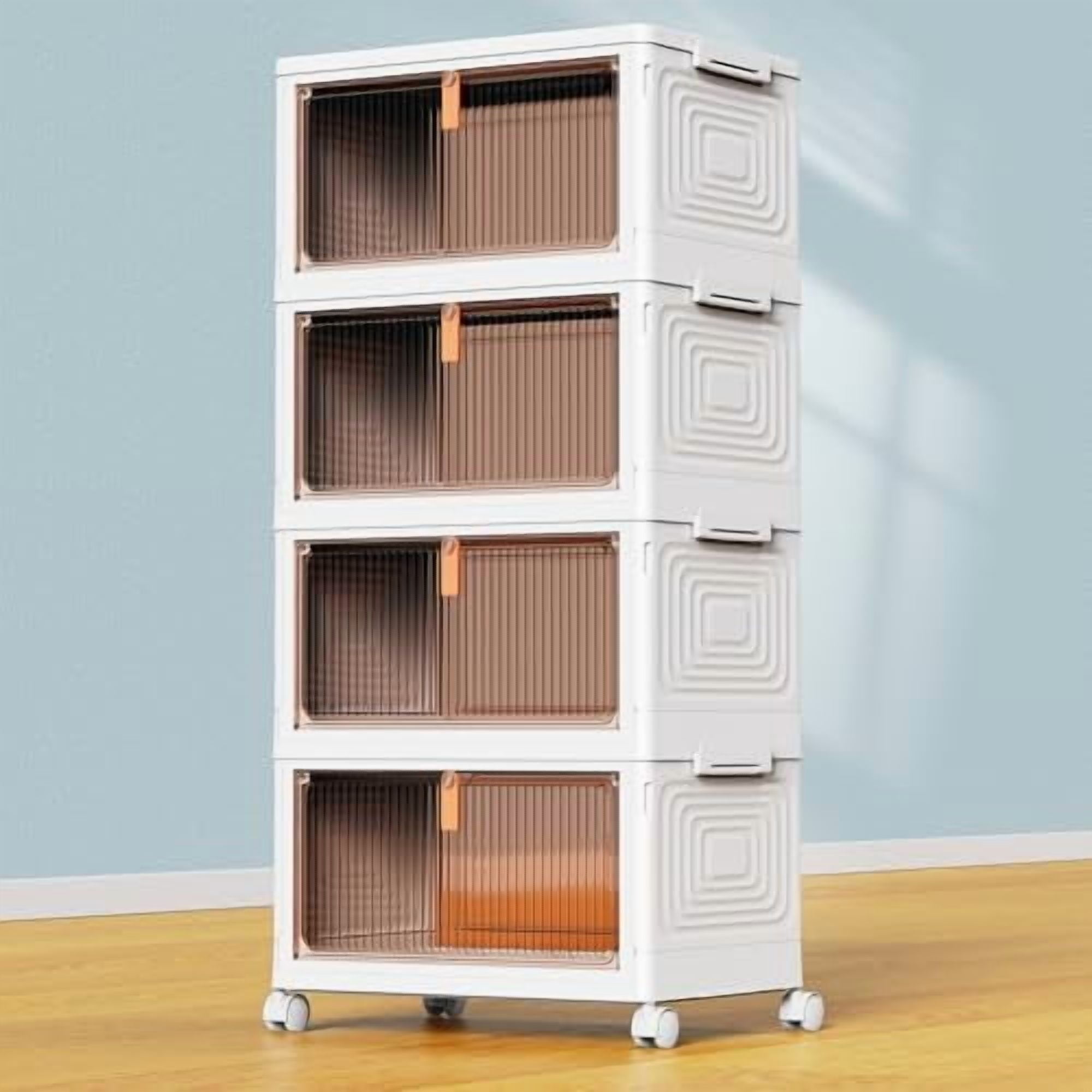 4 Tier Plastic Storage Bins with Lid 23QT, Stackable Storage Containers ...