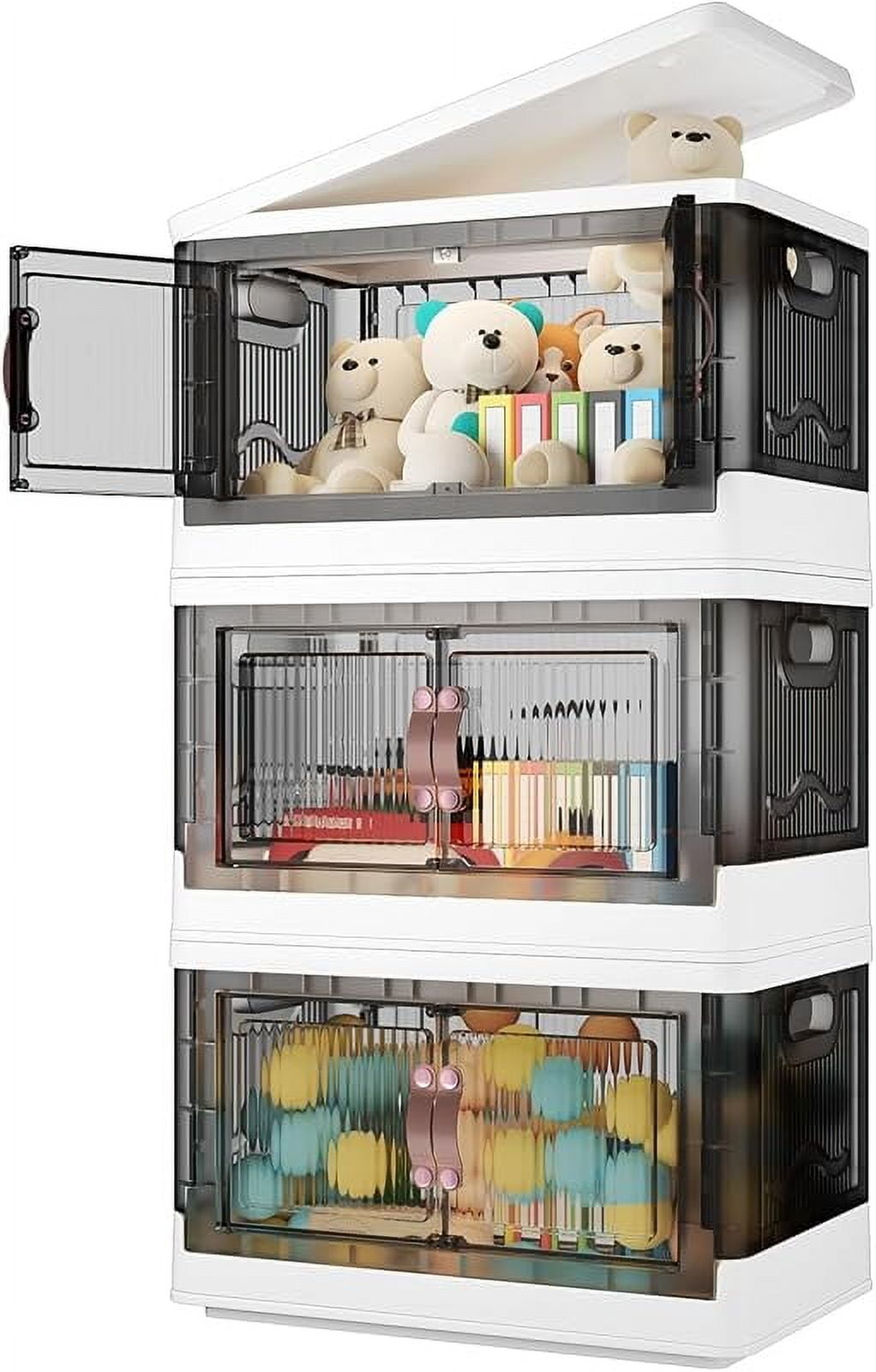 4 Tier Plastic Storage Bins with Lid 23QT, Stackable Storage Containers ...