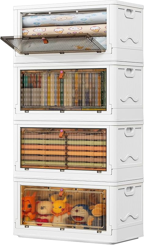 4 Tier Plastic Storage Bins with Lid 23QT, Stackable Storage Containers ...