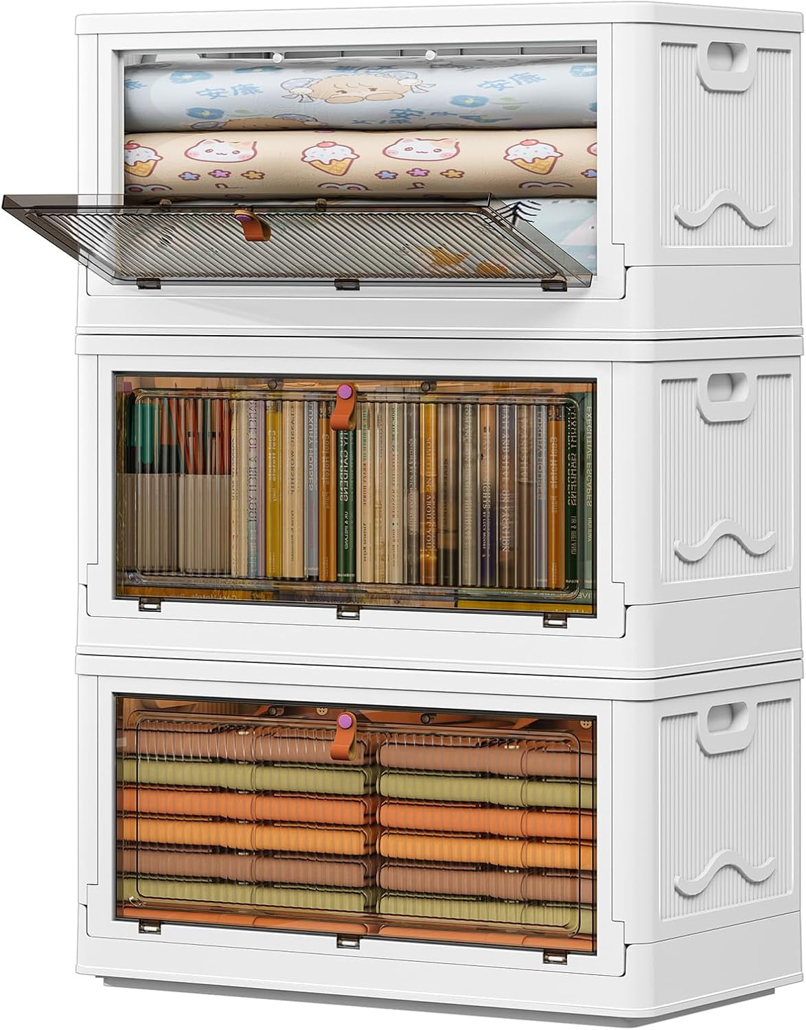 4 Tier Plastic Storage Bins with Lid 23QT, Stackable Storage Containers ...